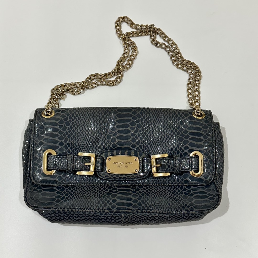Michael Kors “Python” Black, Women's Fashion, Bags & Wallets, Shoulder ...