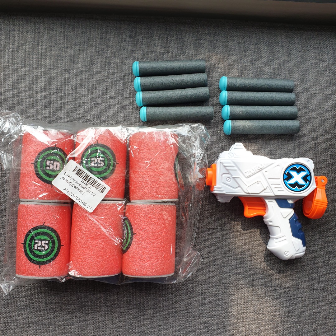 Nerf Gun + 6 Soft Target, Hobbies & Toys, Toys & Games on Carousell