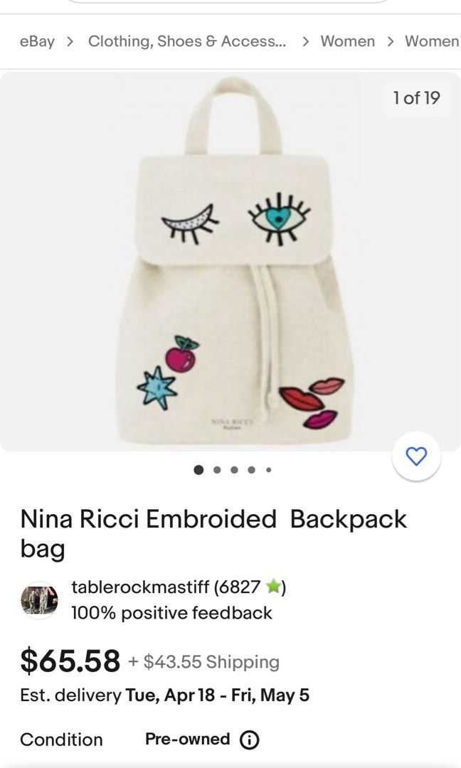 Nina Ricci Backpack, Women's Fashion, Bags & Wallets, Backpacks on ...