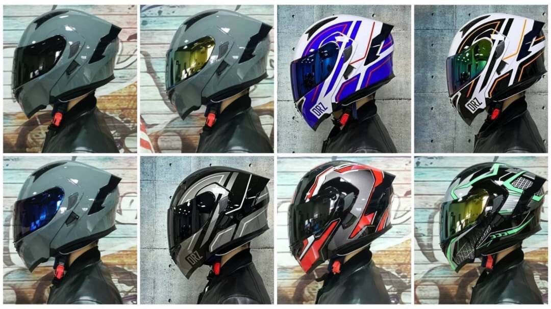 ORZ modular motorbike helmet with double visor and DOT certification ...