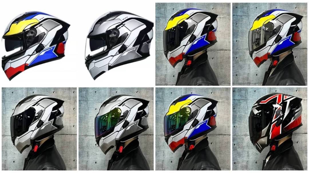 ORZ modular motorbike helmet with double visor and DOT certification ...