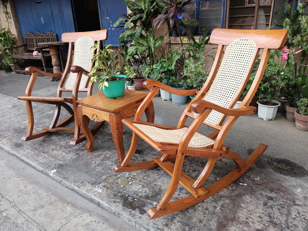 Pair of Narra Rocking Chair with table, Furniture & Home Living ...