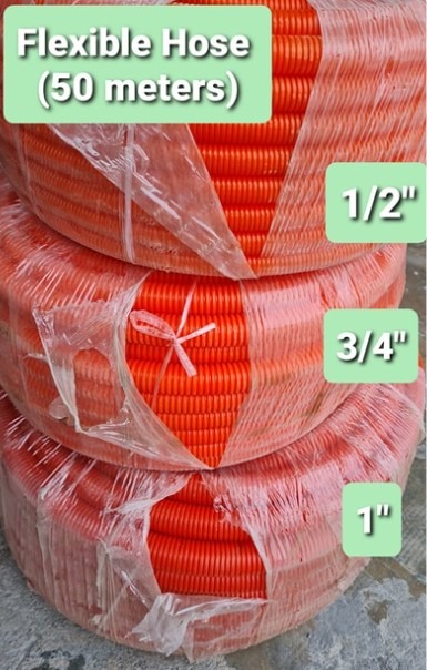 (PER ROLL 50 METERS) Flexible Hose 1/2" 3/4" 1" Orange Conduit Flexible ...