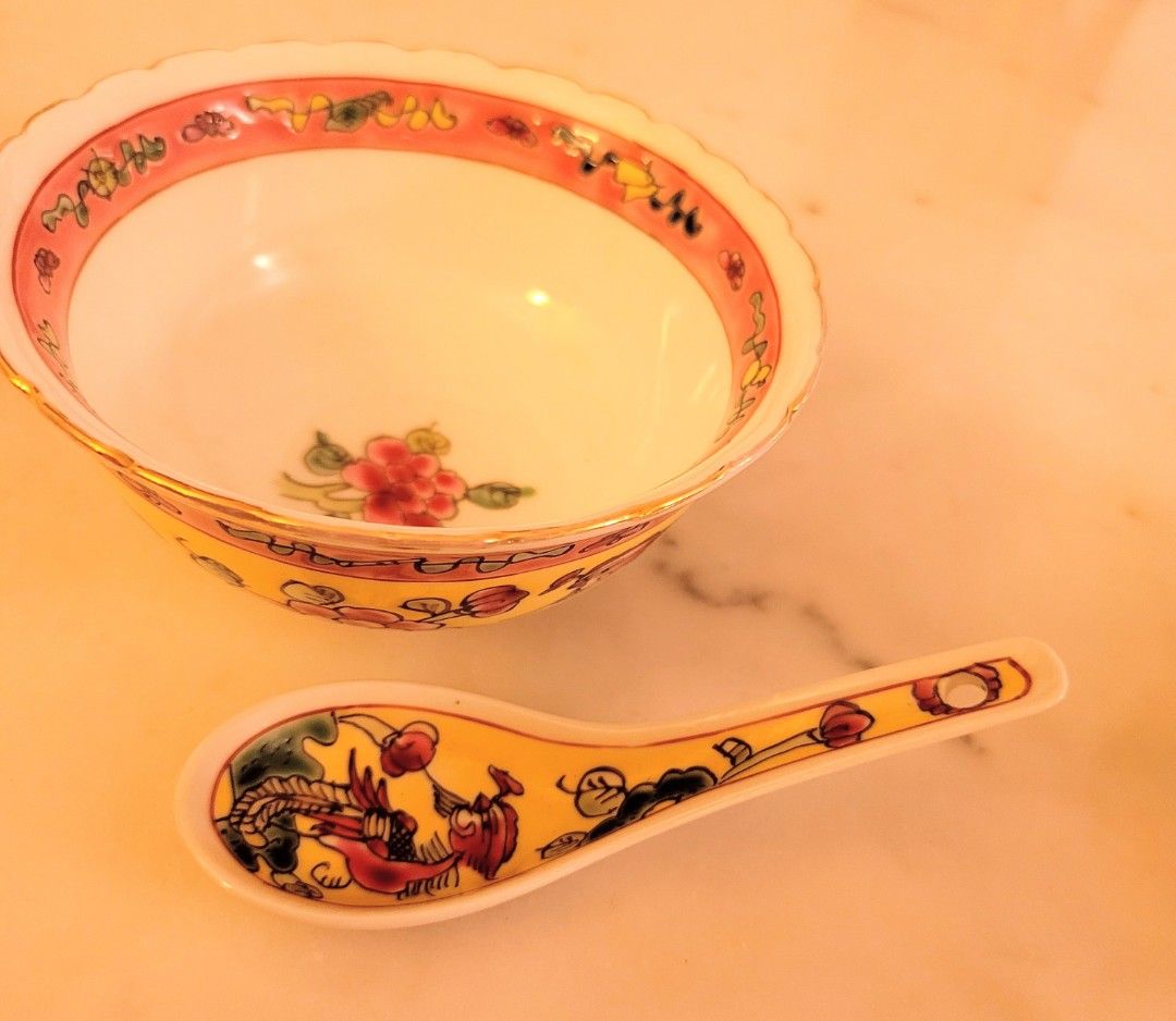Peranakan bowl n spoon set, Hobbies & Toys, Memorabilia & Collectibles ...