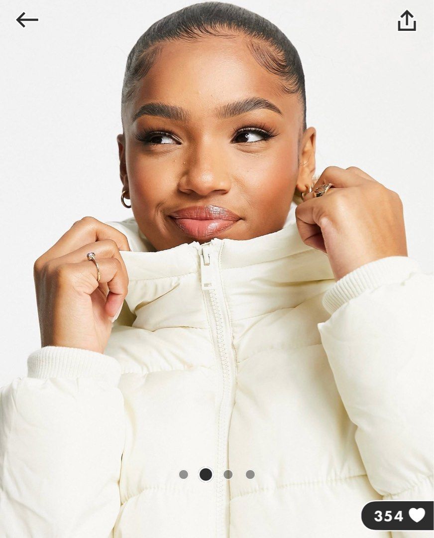 Pieces - Puffer Jacket with Hood (Cream), Women's Fashion, Coats ...