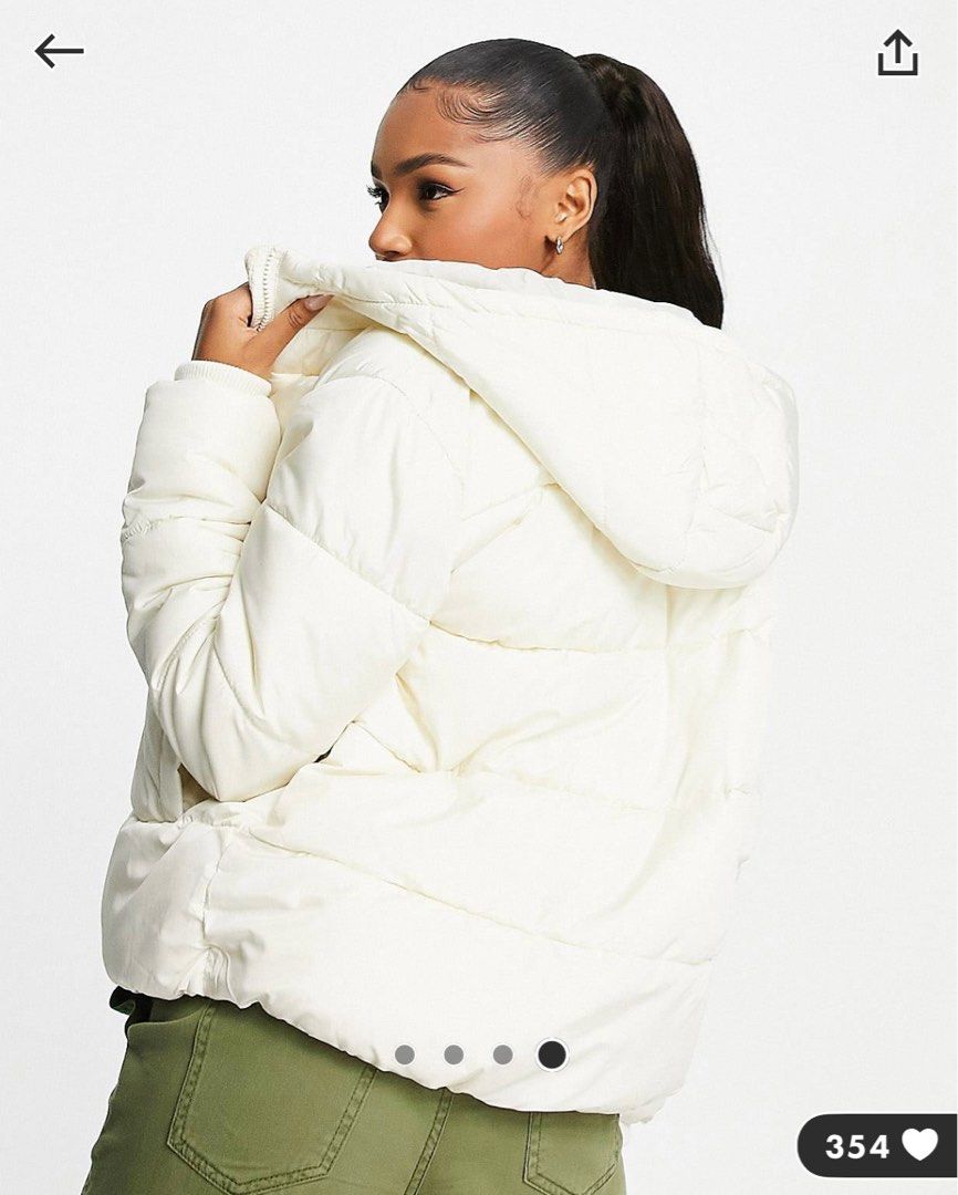 Pieces - Puffer Jacket with Hood (Cream), Women's Fashion, Coats ...