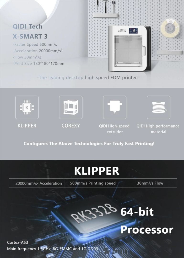QIDI X-Smart 3 High Speed 3D Printer | Klipper Firmware | High-Temp 3D ...