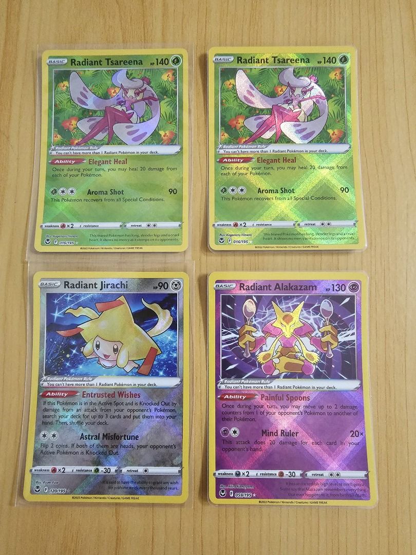 Radiant Tsareena 016/195 - Radiant Jirachi 120/195 - Radiant Alakazam ...