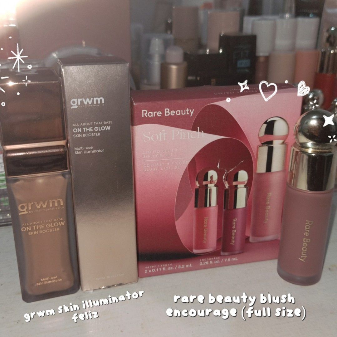 Rare Beauty Blush & GRWM Skin Illuminator BUNDLE, Beauty & Personal ...