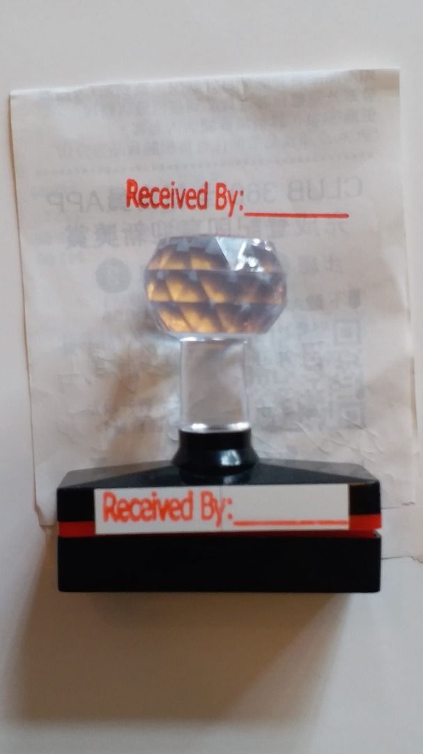 “Received by” chop 公司印, 興趣及遊戲, 手作＆自家設計, 文具 - Carousell