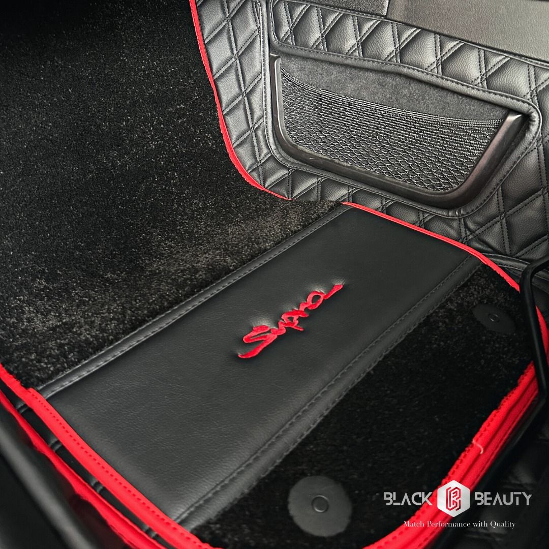 [Red Trims] Toyota Supra Diamond Series Premium Leather Car Mat, Car ...