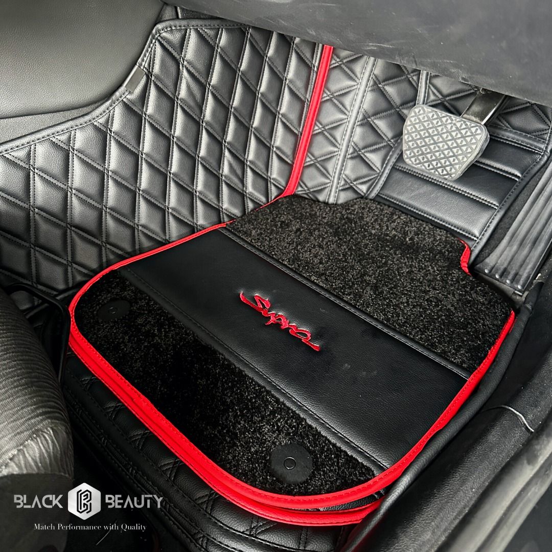 [Red Trims] Toyota Supra Diamond Series Premium Leather Car Mat, Car ...