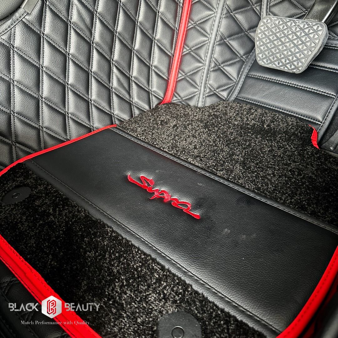 [Red Trims] Toyota Supra Diamond Series Premium Leather Car Mat, Car ...