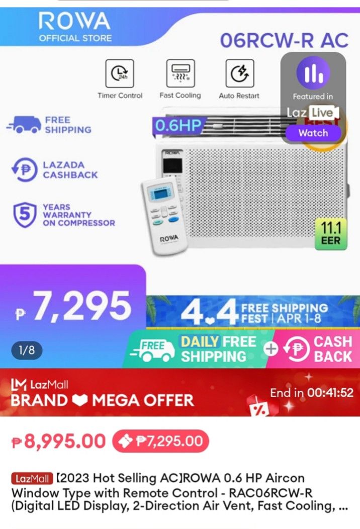 ROWA AIRCON 0.6HP, TV & Home Appliances, Air Conditioning and Heating on Carousell