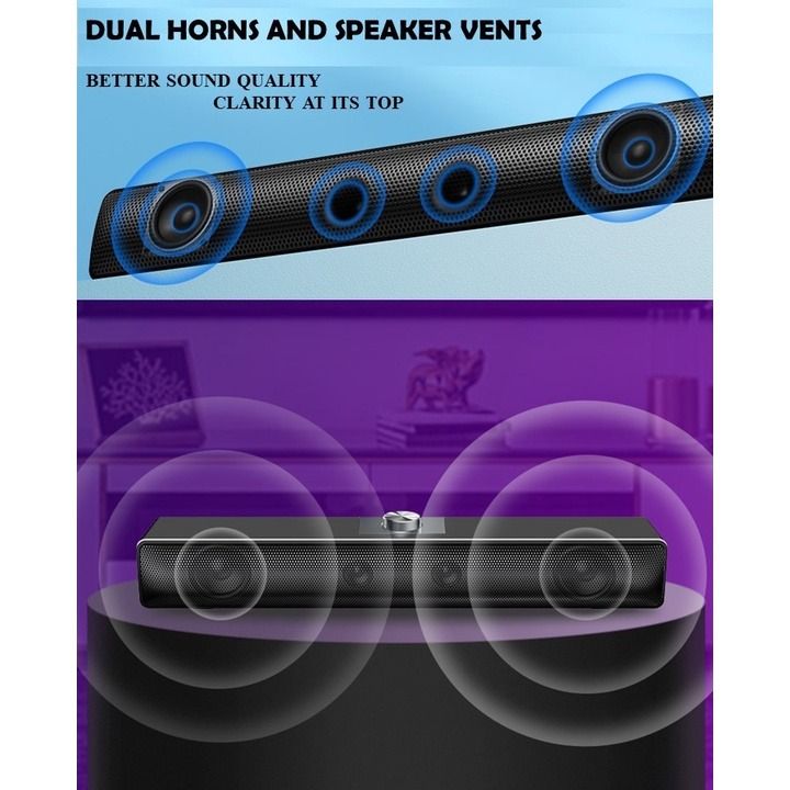 SADA Computer Speaker S-96 USB Wired Bar Stereo Subwoofer Music Player ...