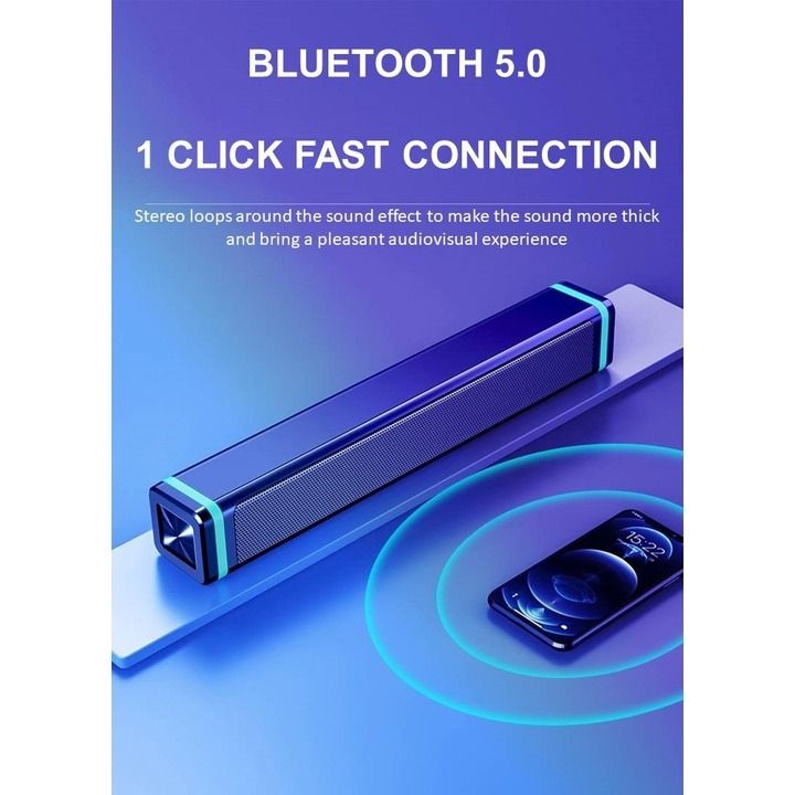 SADA Computer Speaker V-186 USB Wired Bar Stereo Subwoofer Music Player ...