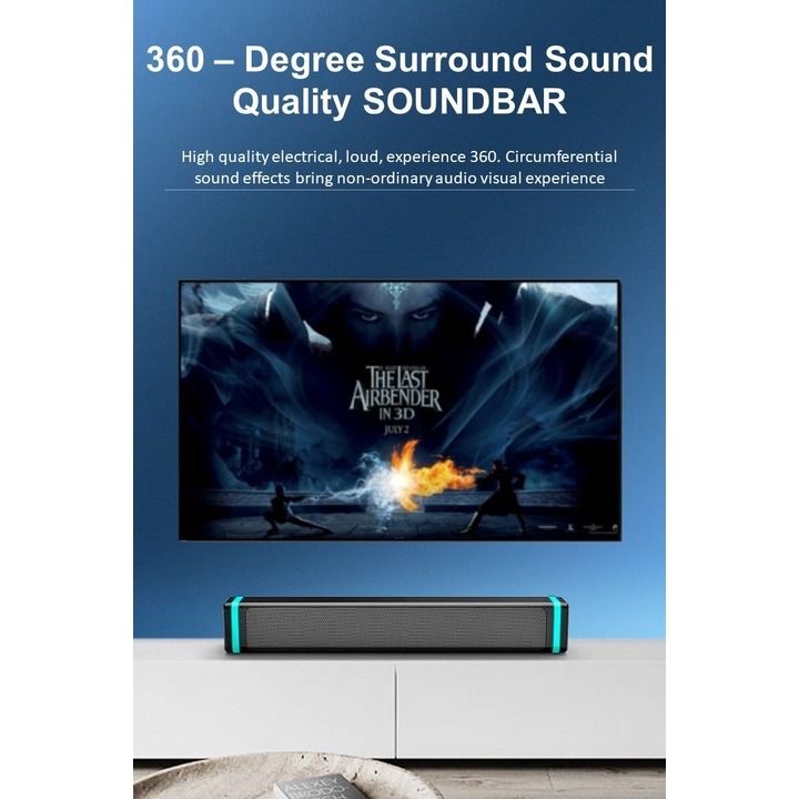 SADA Computer Speaker V-186 USB Wired Bar Stereo Subwoofer Music Player ...