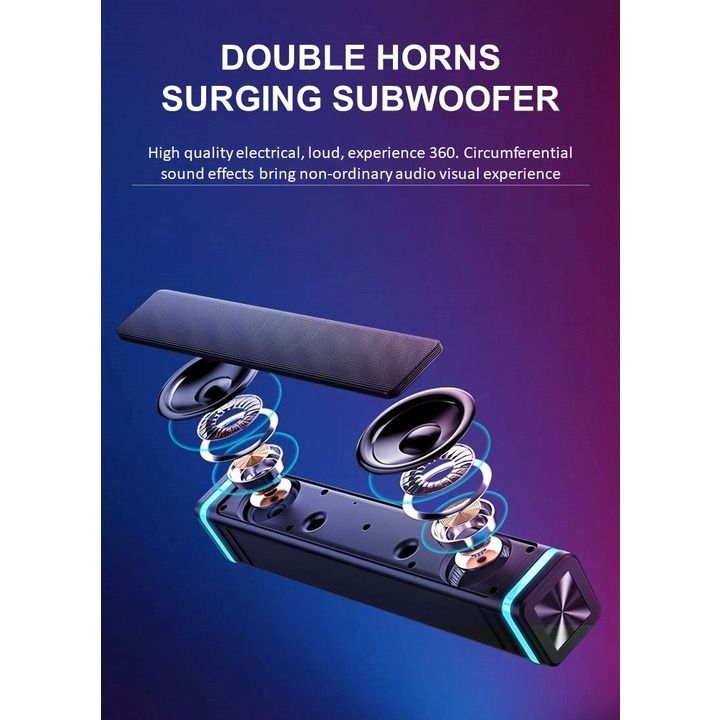 SADA Computer Speaker V-186 USB Wired Bar Stereo Subwoofer Music Player ...