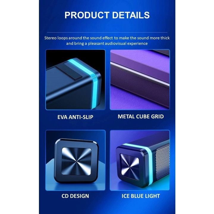 SADA Computer Speaker V-186 USB Wired Bar Stereo Subwoofer Music Player ...