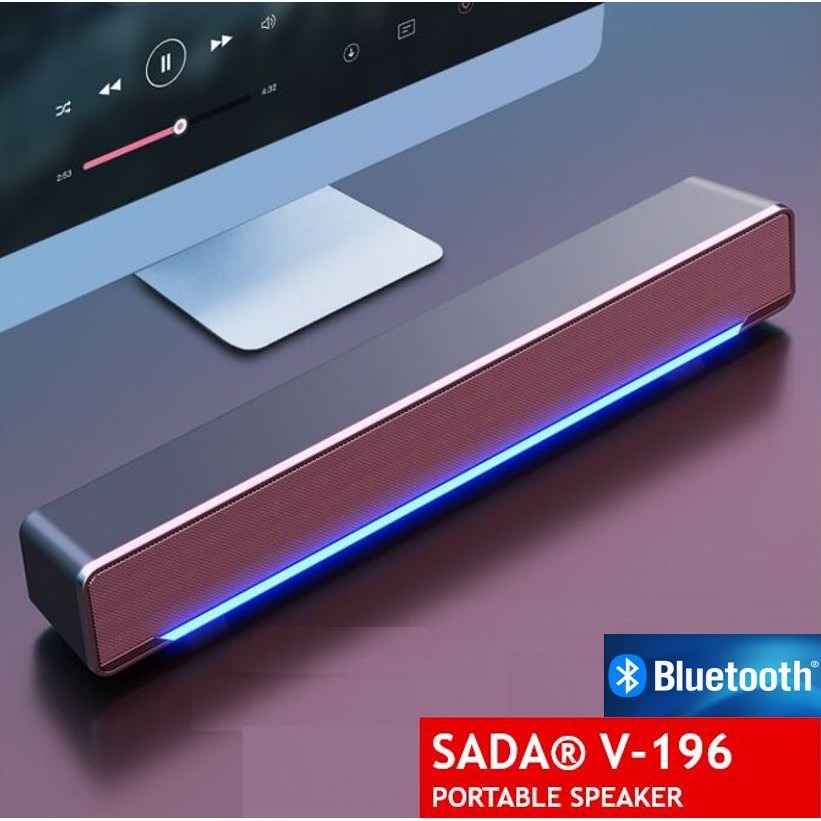 SADA Computer Speaker V-196 USB Wired Bar Stereo Subwoofer Music Player ...