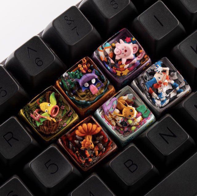 S-Craft Pokemon Artisan Keycaps - Eevee, Vulpix and Shellder, Computers ...