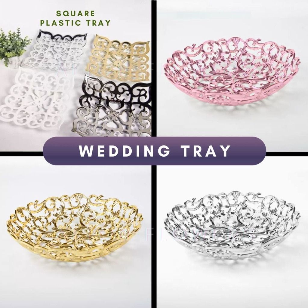 Square Plastic Tray Fancy Gift Dish Chrome Dulang Hantaran Perkahwinan ...