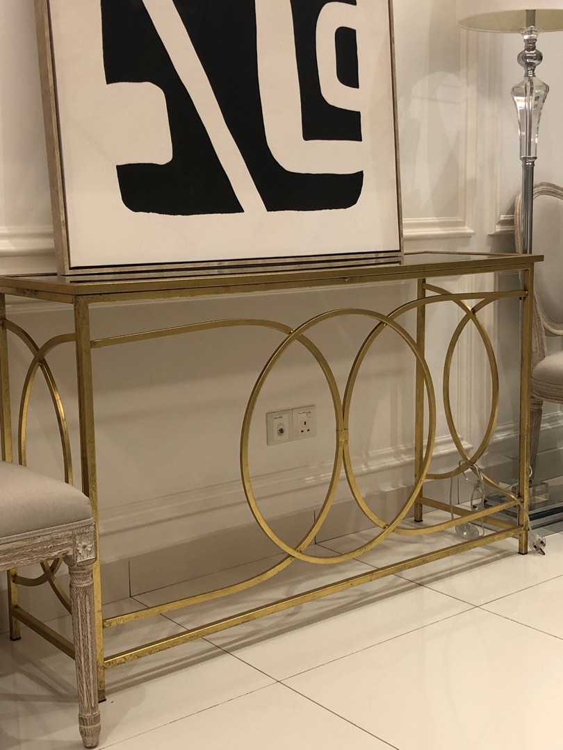 SSF gold mirror console table, Furniture & Home Living, Furniture ...