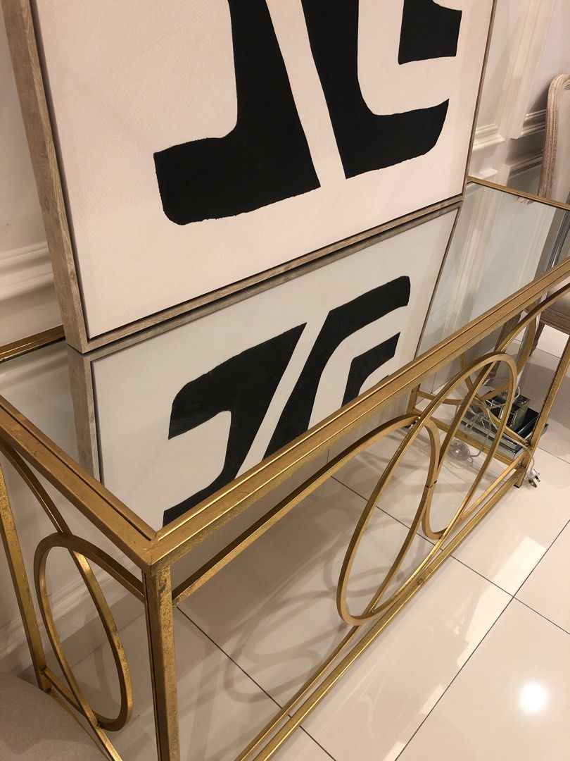 SSF gold mirror console table, Furniture & Home Living, Furniture ...