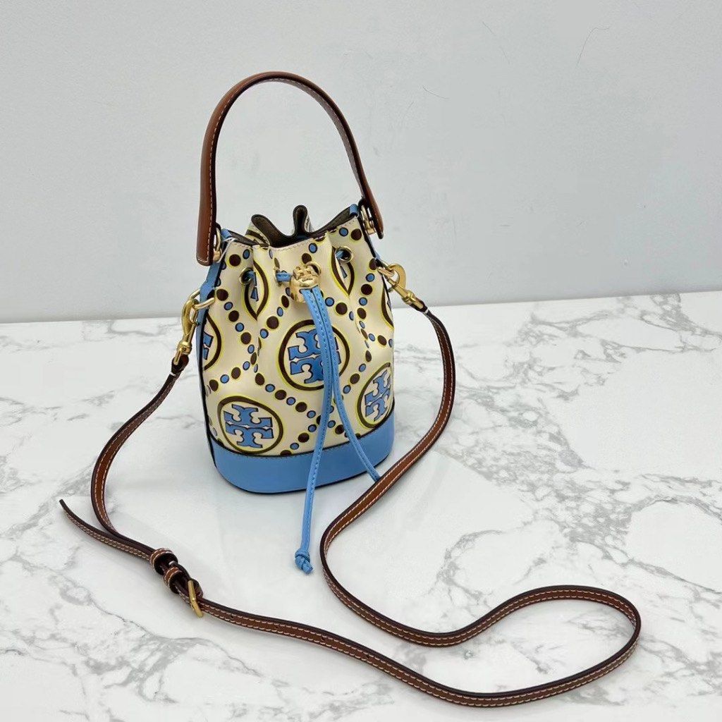 TB T Monogram Mini Contrast Embossed Bucket Bag, Women's Fashion, Bags ...