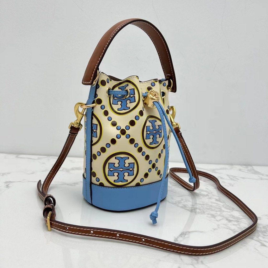 TB T Monogram Mini Contrast Embossed Bucket Bag, Women's Fashion, Bags ...