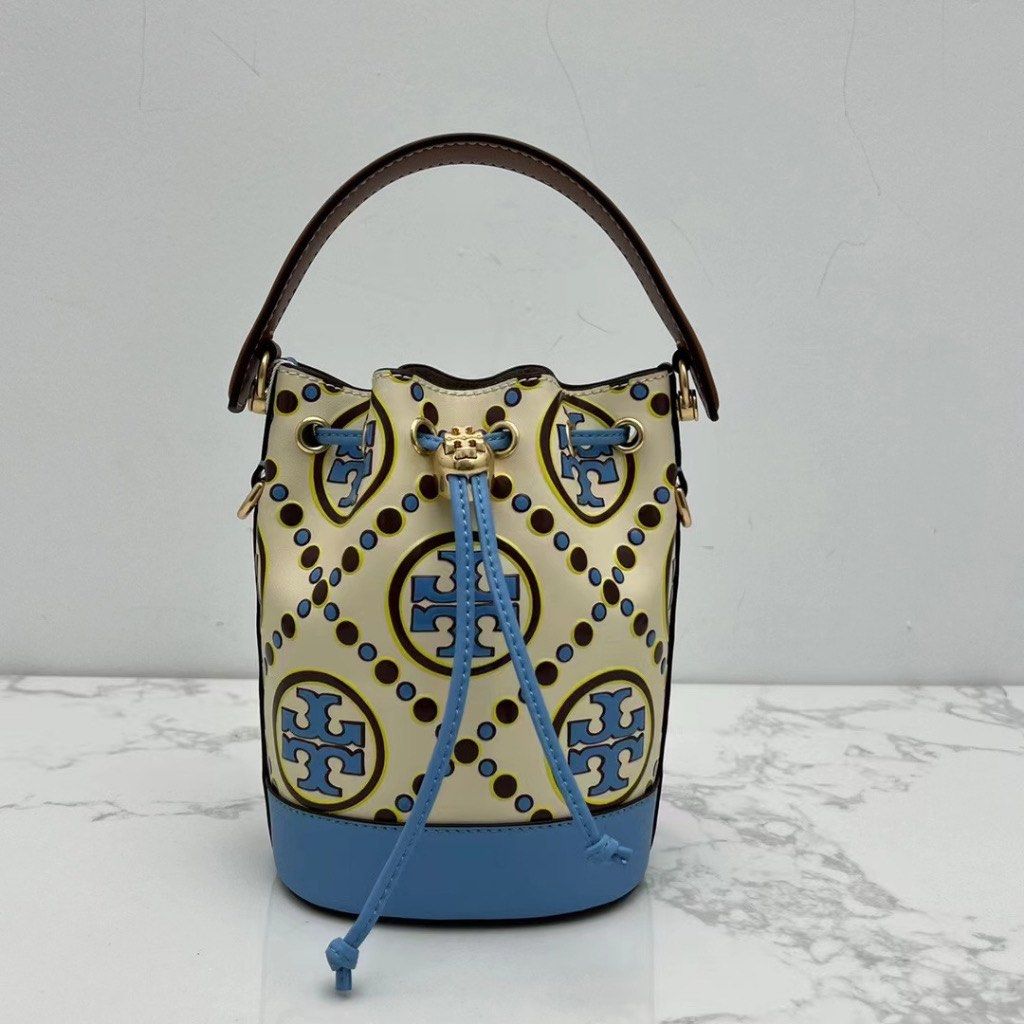 TB T Monogram Mini Contrast Embossed Bucket Bag, Women's Fashion, Bags ...
