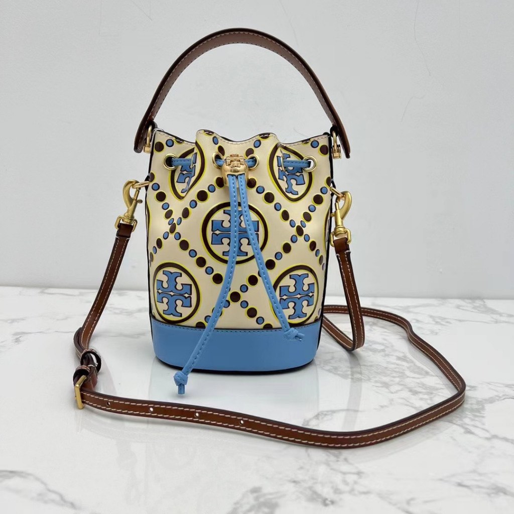 TB T Monogram Mini Contrast Embossed Bucket Bag, Women's Fashion, Bags ...