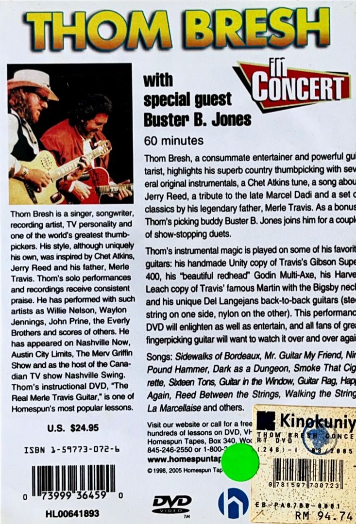 Thom Bresh In Concert - Live DVD (Original), Hobbies & Toys, Music ...