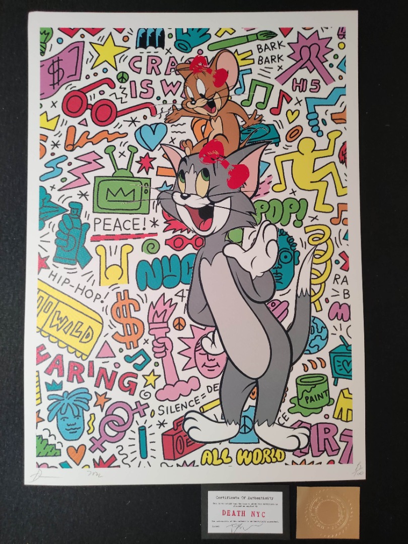 世界限定100枚 DEATH NYC トムとジェリー Tom & Jerry Keith Haring 罕有藝術作品限定, 興趣及遊戲, 手作 ...