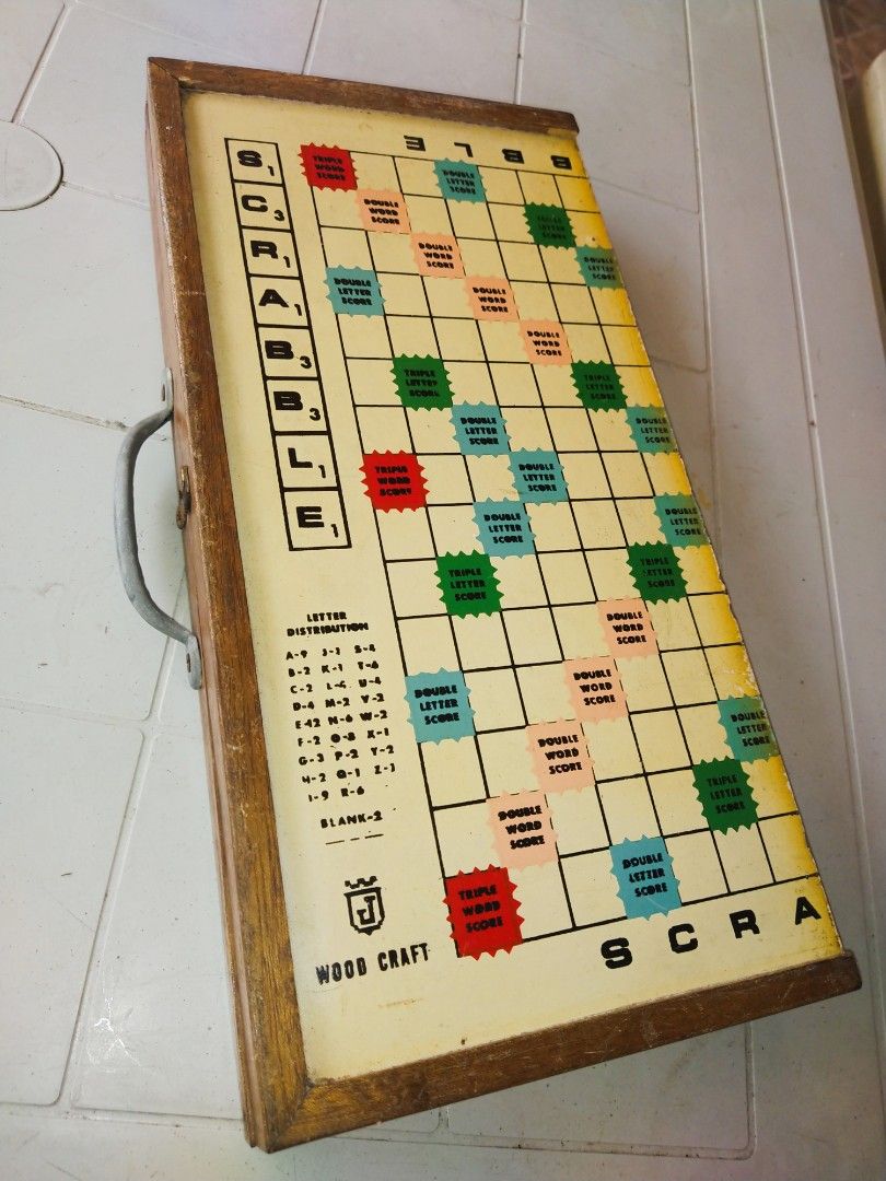 vintage all-wooden SCRABBLE game/Near Complete---5 wood letter "tiles ...