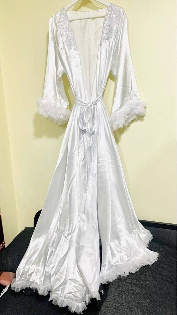 Wedding - White Silk Bridal Robe on Carousell