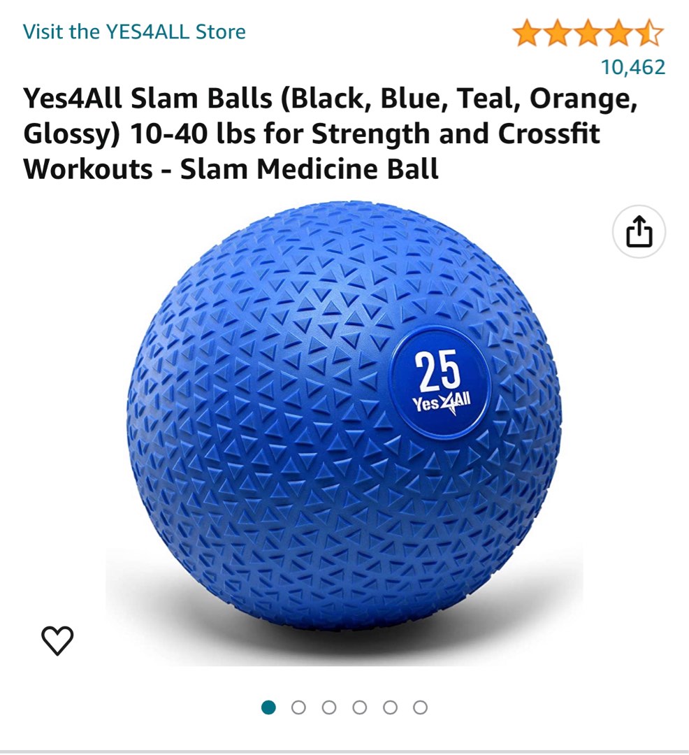 Yes4All medicine Ball 25lbs, Sports Equipment, Exercise & Fitness ...