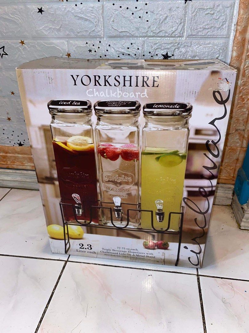 Yorkshire Chalkboard Triple Beverage Dispenser, Furniture & Home Living ...