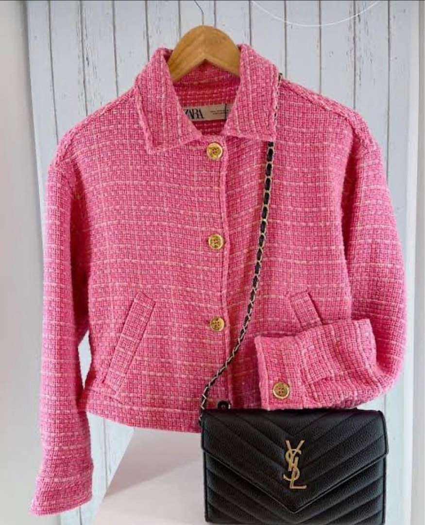 Zara Textured Jacket Pink Overshirt Zara BNWT, Women's Fashion, Coats ...