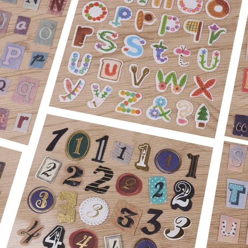 1 Set English Alphabet Retro Number Scrapbooking Sticker / Stiker, Buku ...