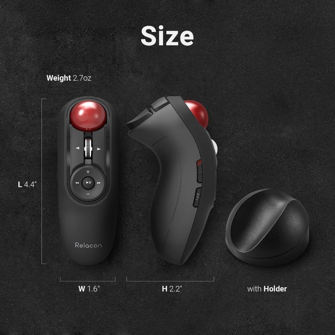 [3829] ELECOM Relacon Handheld Trackball Mouse, Thumb Control, 2.4GHz ...