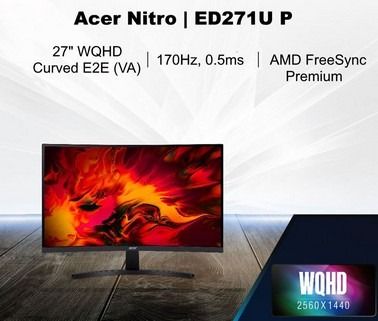 ACER NITRO ED271U P 27" WQHD CURVED GAMING MONITOR | 170HZ |1MS ...