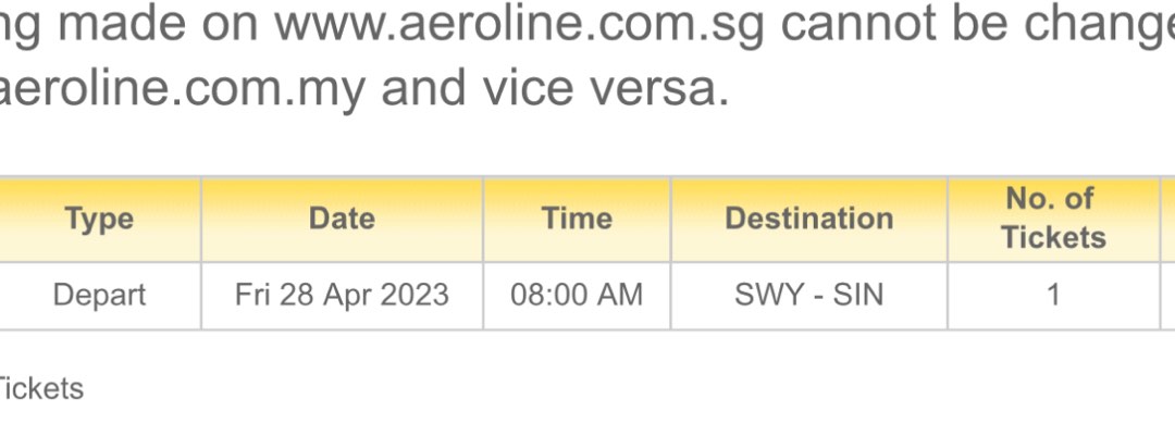 aeroline bus ticket SWY - SG, Tickets & Vouchers, Local Attractions ...