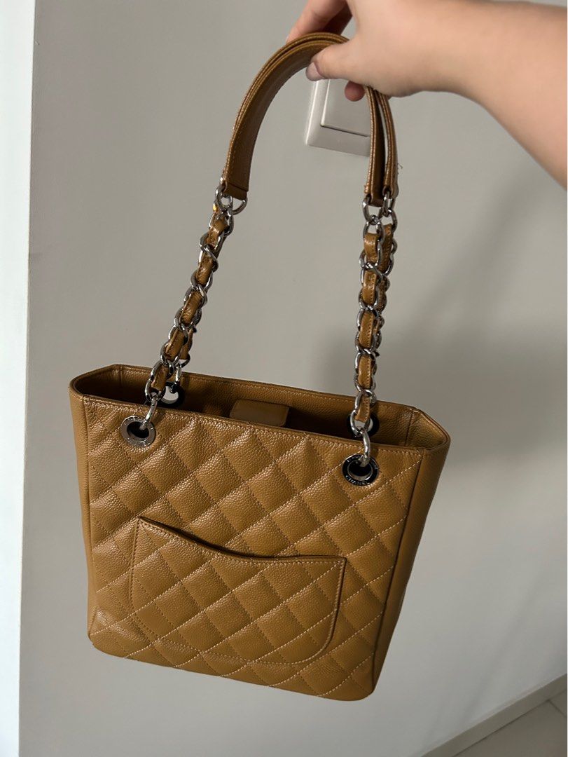 Authentic Chanel caviar PST SHW in dark beige / caramel, Luxury, Bags ...