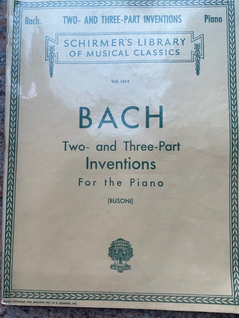 Bach Two and Three part inventions for the piano, 興趣及遊戲, 書本 & 文具, 教科書 ...