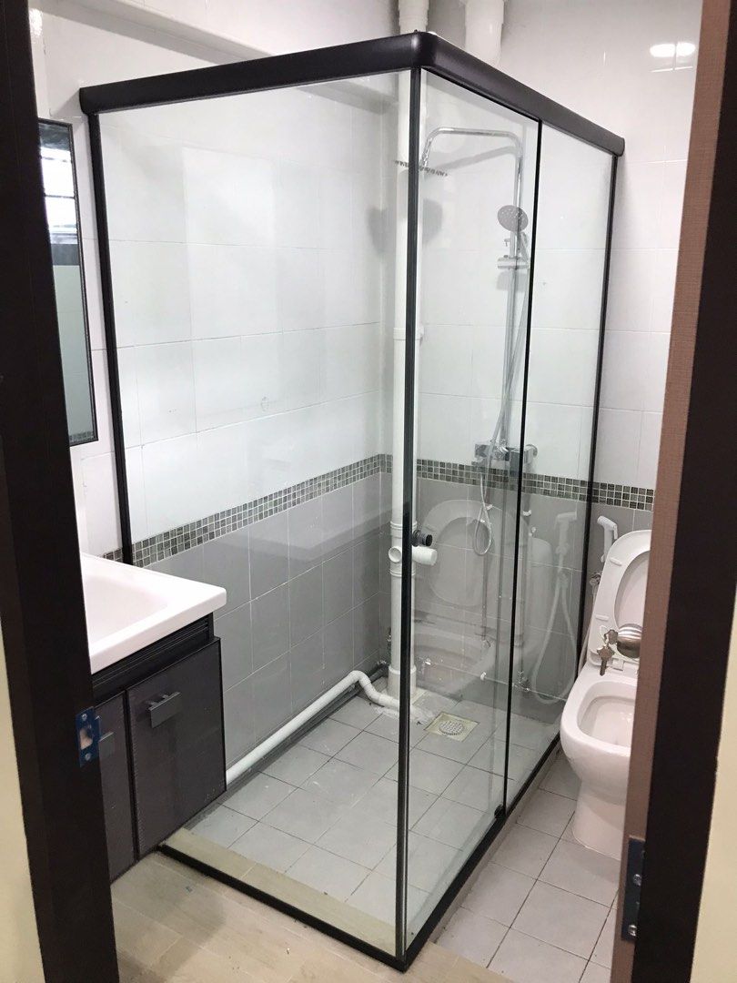 Bathroom window / glass / partition / panels / shower screen / toilet ...