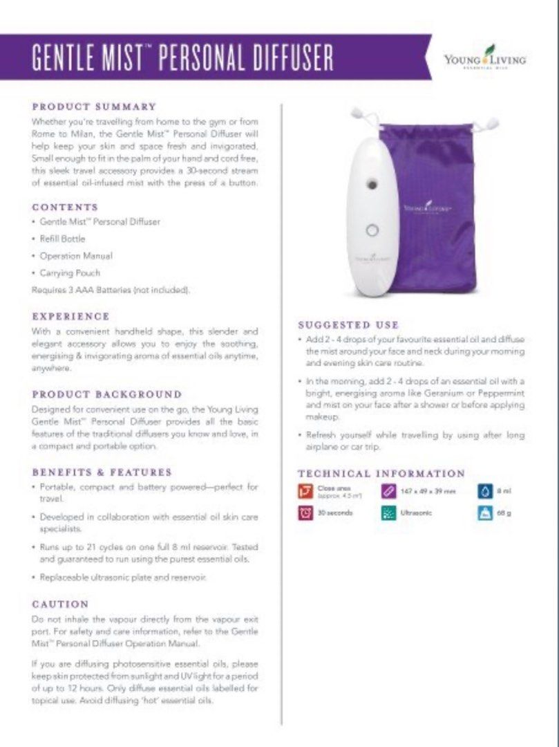 Brand new Gentle Mist Personal Diffuser, Everything Else on Carousell