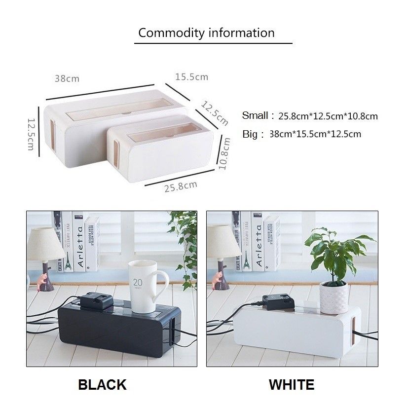 2 x Cable Management Storage Box with lid, Furniture & Home Living ...