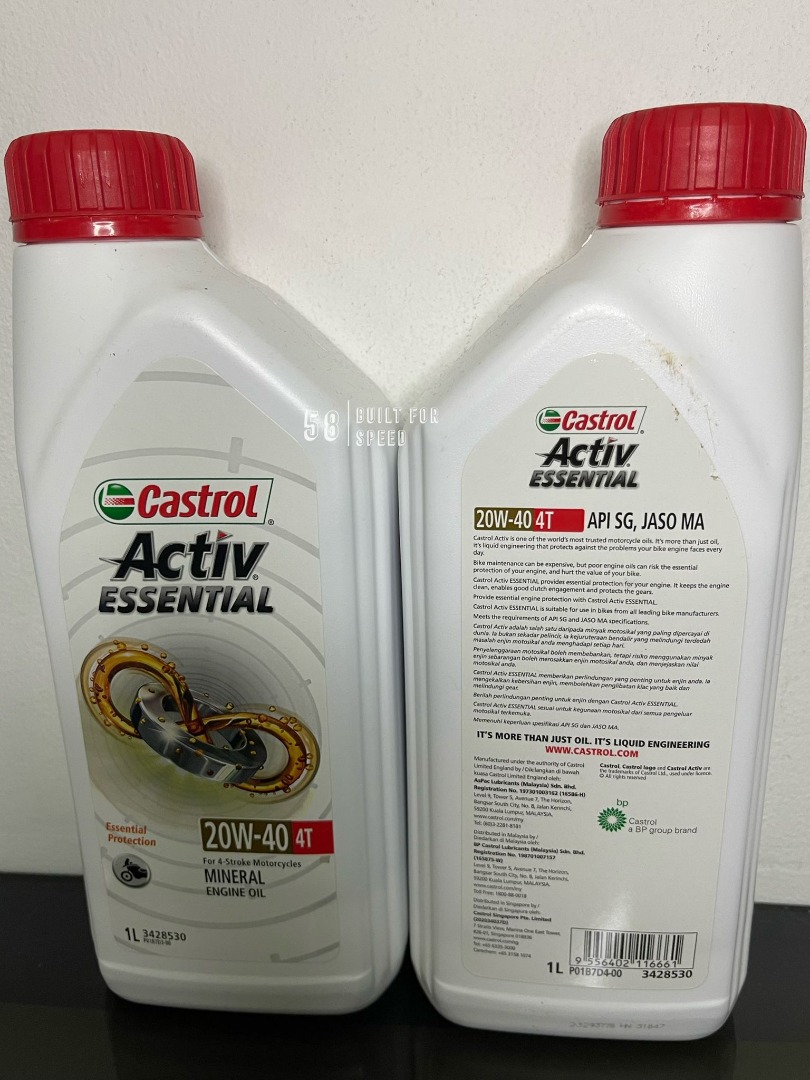 Castrol Activ Engine Oil Essential 4T 20W40 Mineral Motorcycle OIL(1L ...