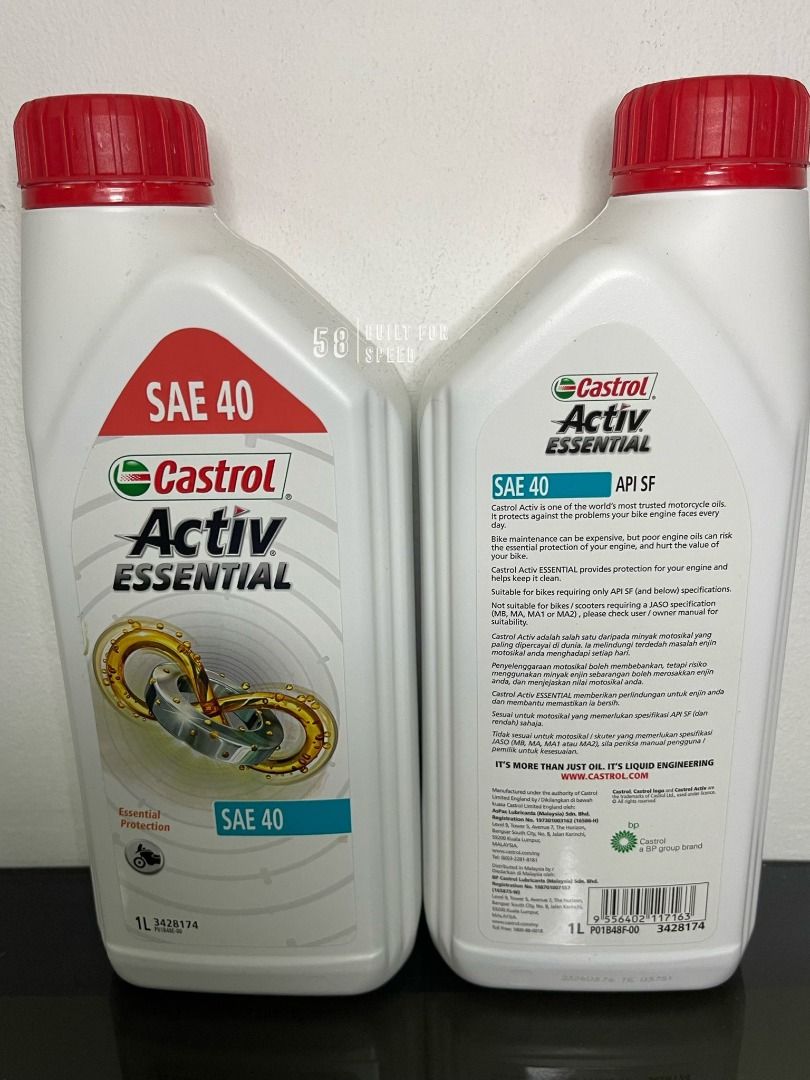 Castrol Activ Essential 4T SAE 40 SAE40 Mineral Engine Oil Motorcycle ...